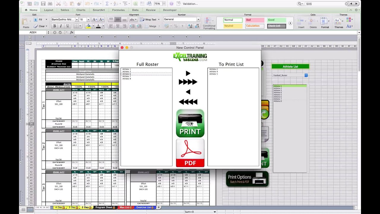ETD Platinum Strength & Conditioning Template: Batch Printing - YouTube