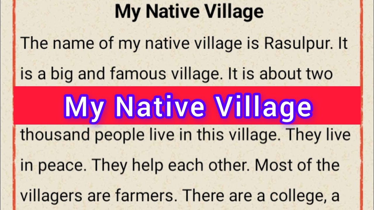 My Native Village Paragraph Class 3,4,5 - YouTube