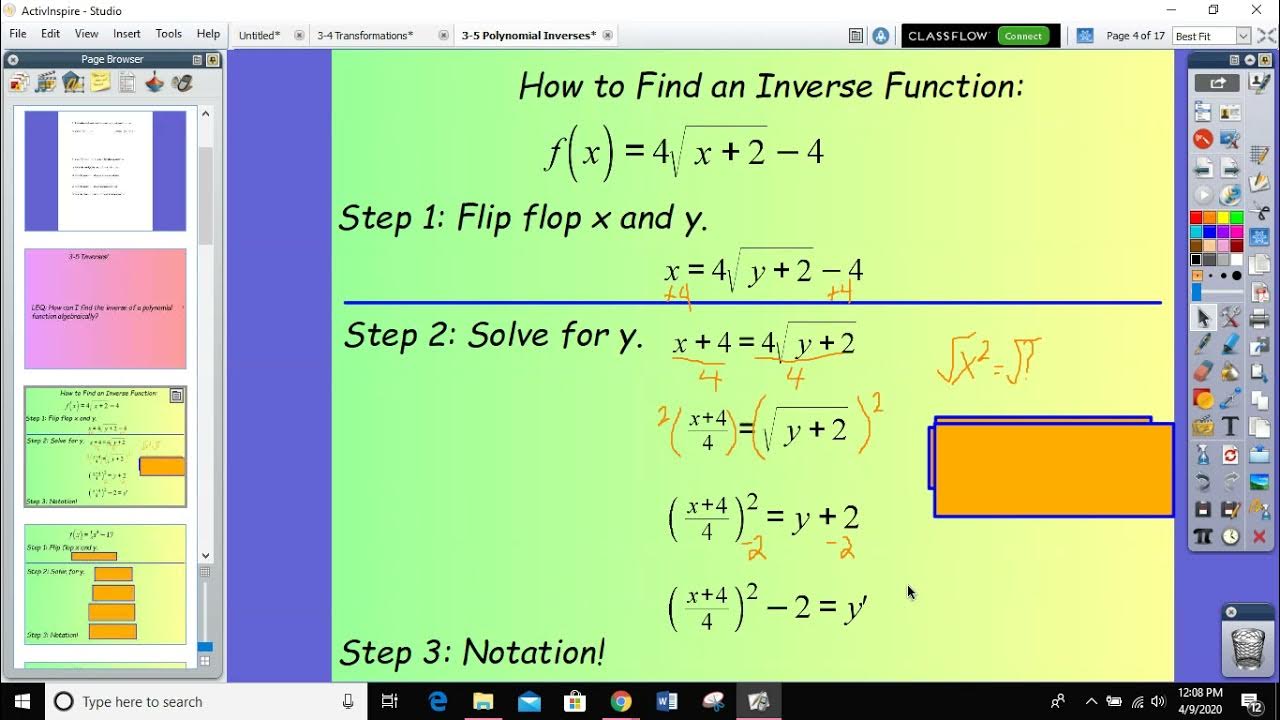 Finding the Inverse of a Polynomial Function - YouTube