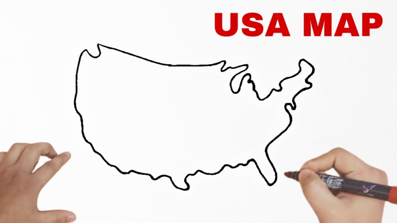 How To Draw Map of USA | United States of America Map Drawing step by ...