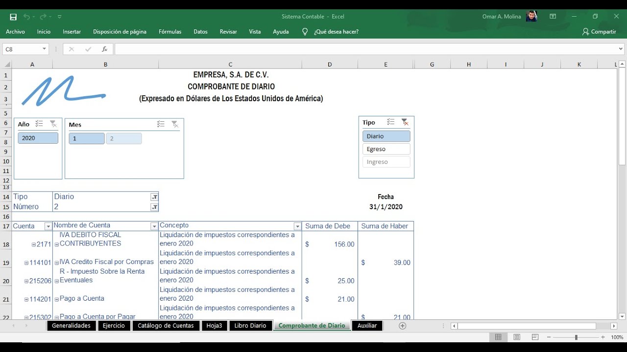 Sistema Contable en Excel Parte II - YouTube