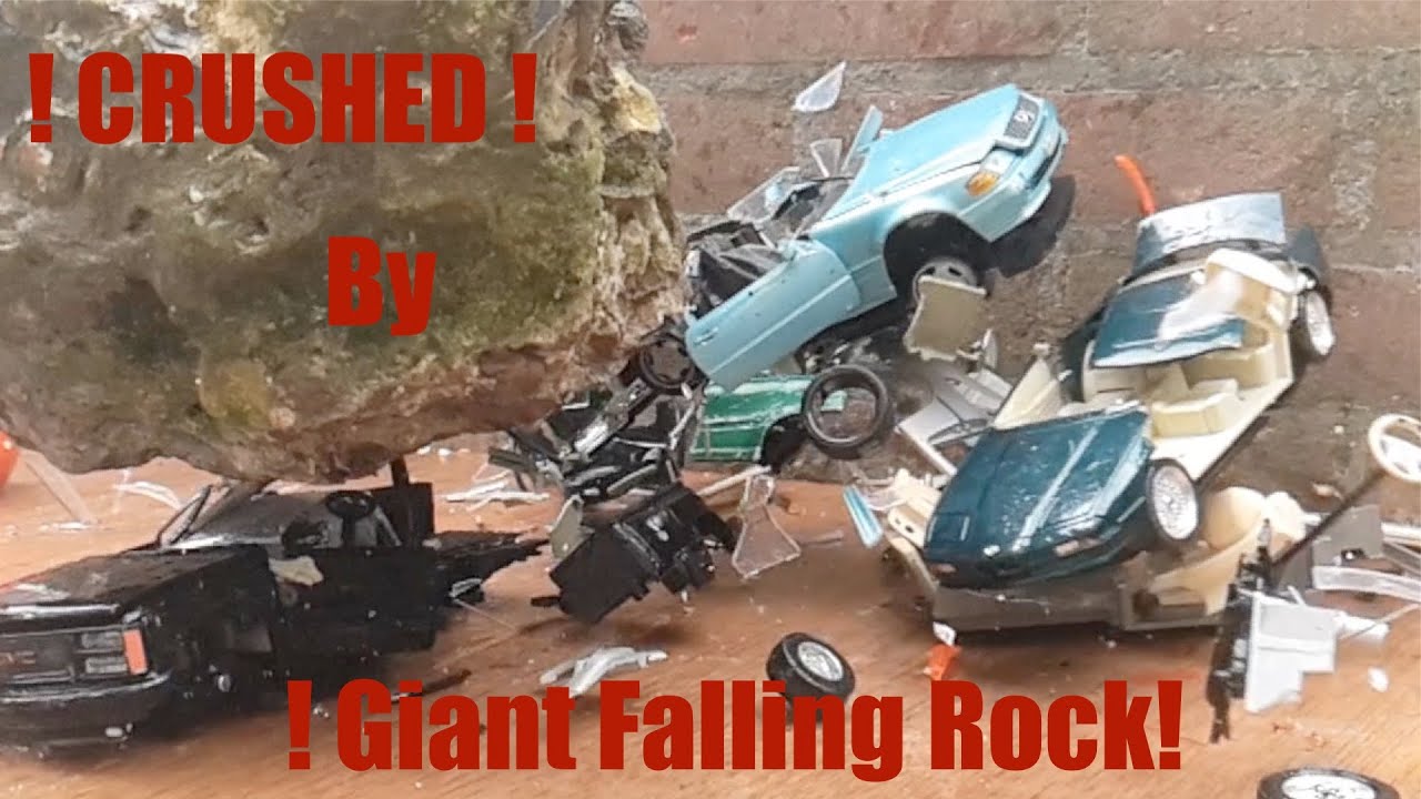 Five Scale 1/24 Model Cars CRUSHED By Giant Falling Rock - Super Slow ...