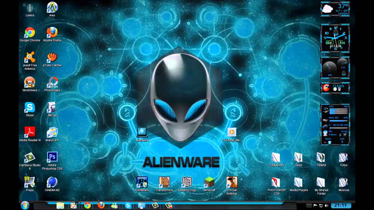 Como Personalizar a Area De Trabalho. (AlienWare) - YouTube