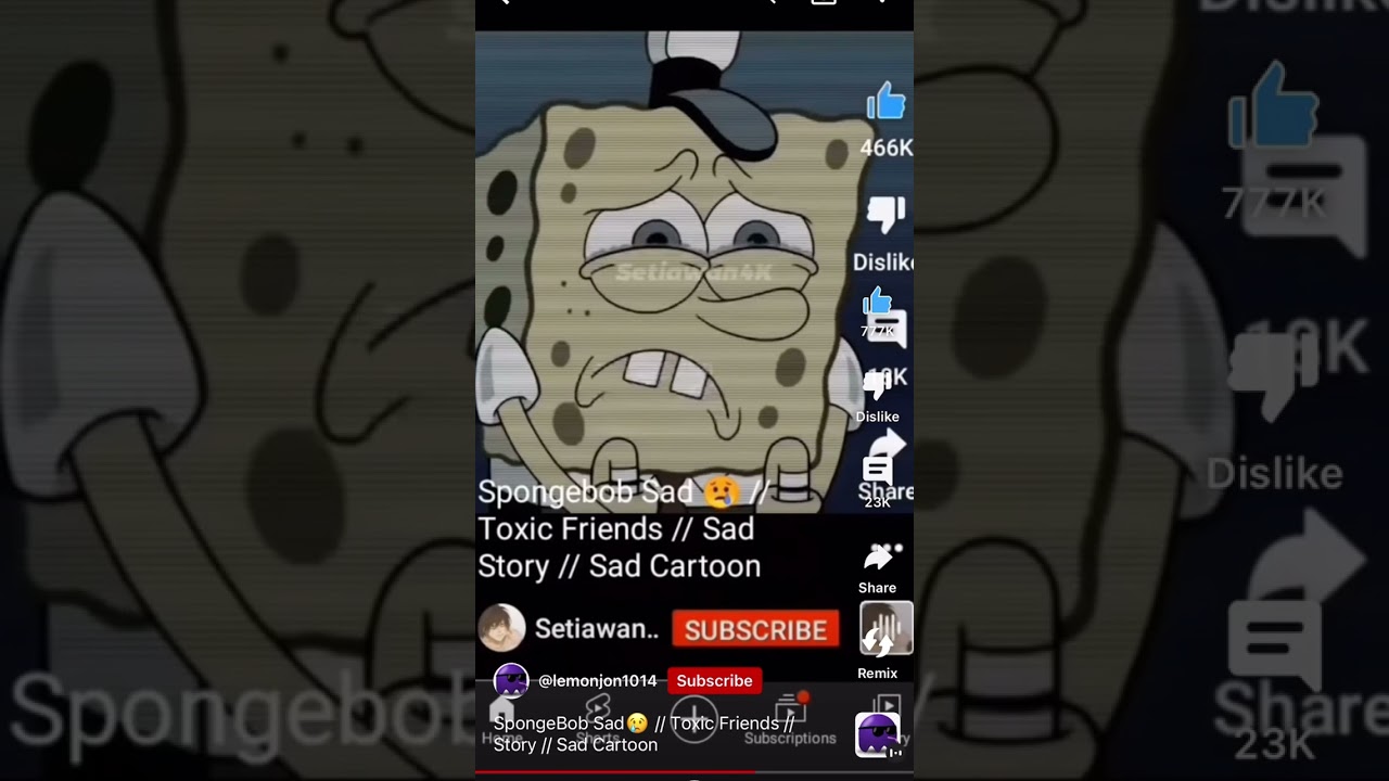 SpongeBob Sad 😢 // Toxic Friends // Story // Sad Cartoon - YouTube