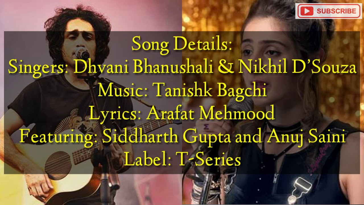 VASTE FULL SONG LYRICS dhvani bhanushali - YouTube