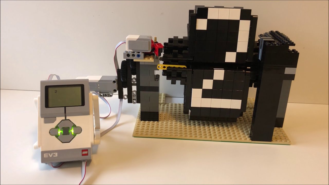 LEGO version of a split-flap display to show three digit number (second ...
