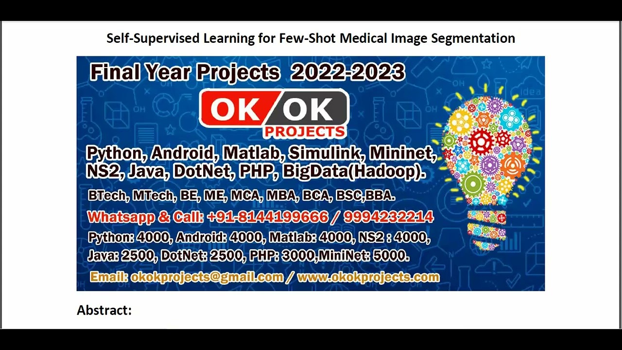 Self Supervised Learning for Few Shot Medical Image Segmentation - YouTube