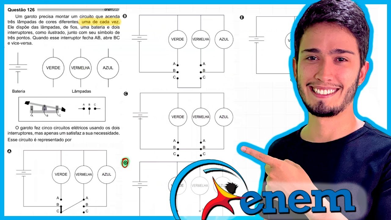 Enem 2021 Um Garoto Precisa Montar Um Circuito Que Acenda Três