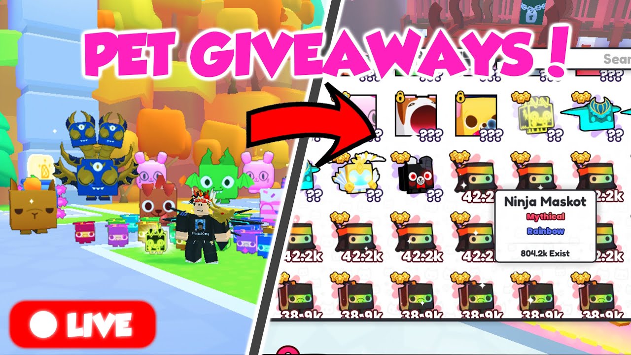 🔴PET SIMULATOR 99 PET GIVEAWAYS LIVE WITH FANS! WIN FREE PETS AND ROBUX ...