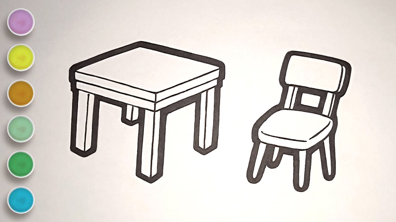 Table and Chair Drawing and Coloring for Kids - YouTube