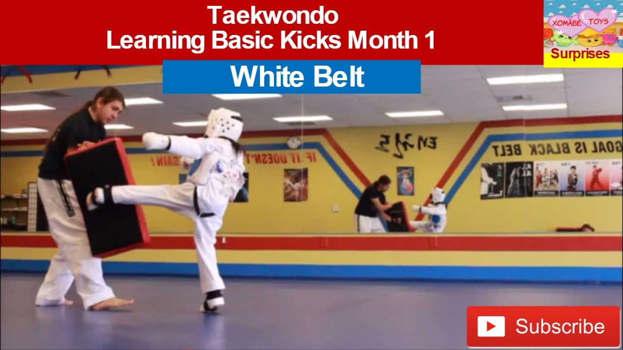 TAEKWONDO Learning Basic Kicks My first Month Part 1- WHITE BELT - YouTube