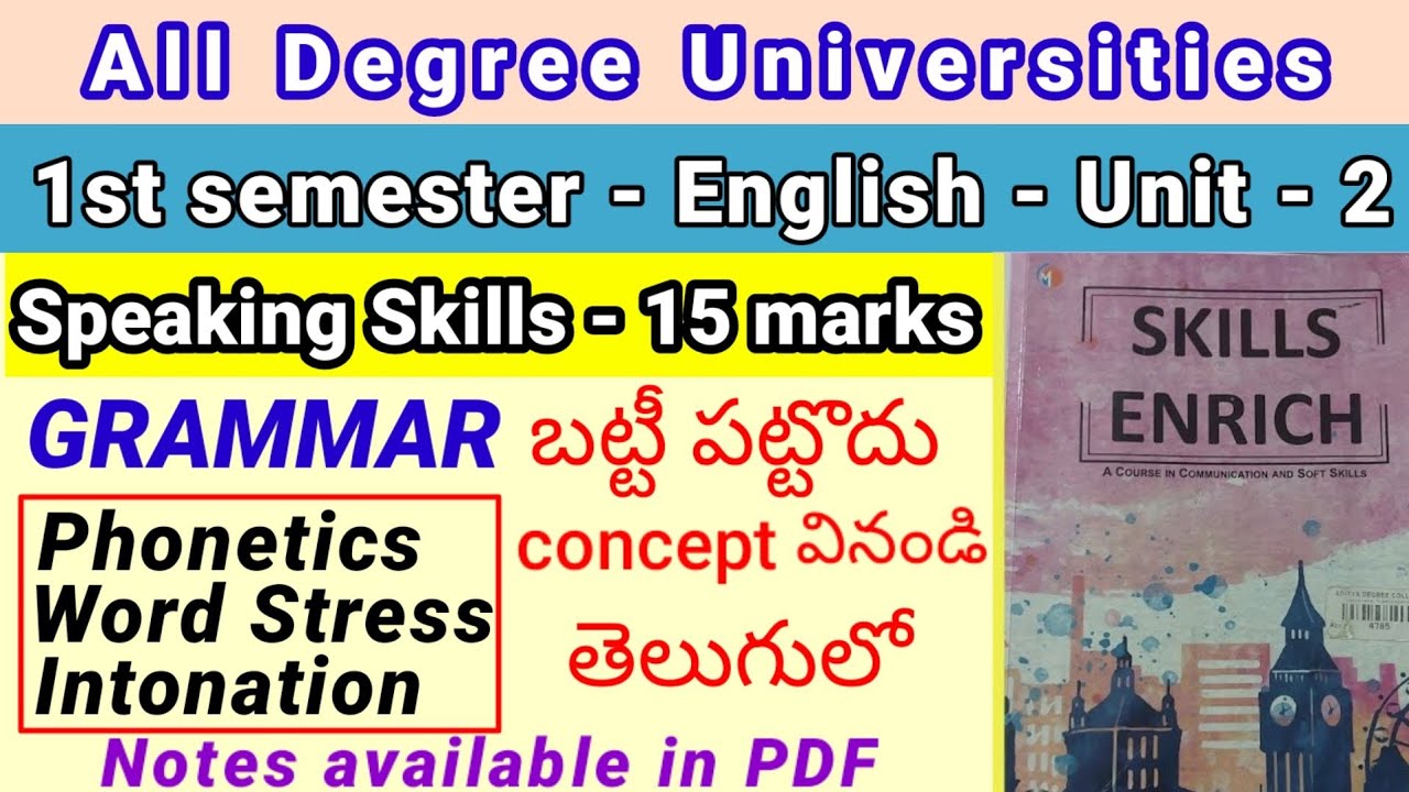 English 1st semester grammar. unit 2 speaking skills. #Phonetics, # ...