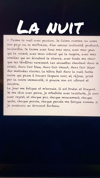 Lecture du jour: La nuit (Guy de Maupassant) - YouTube