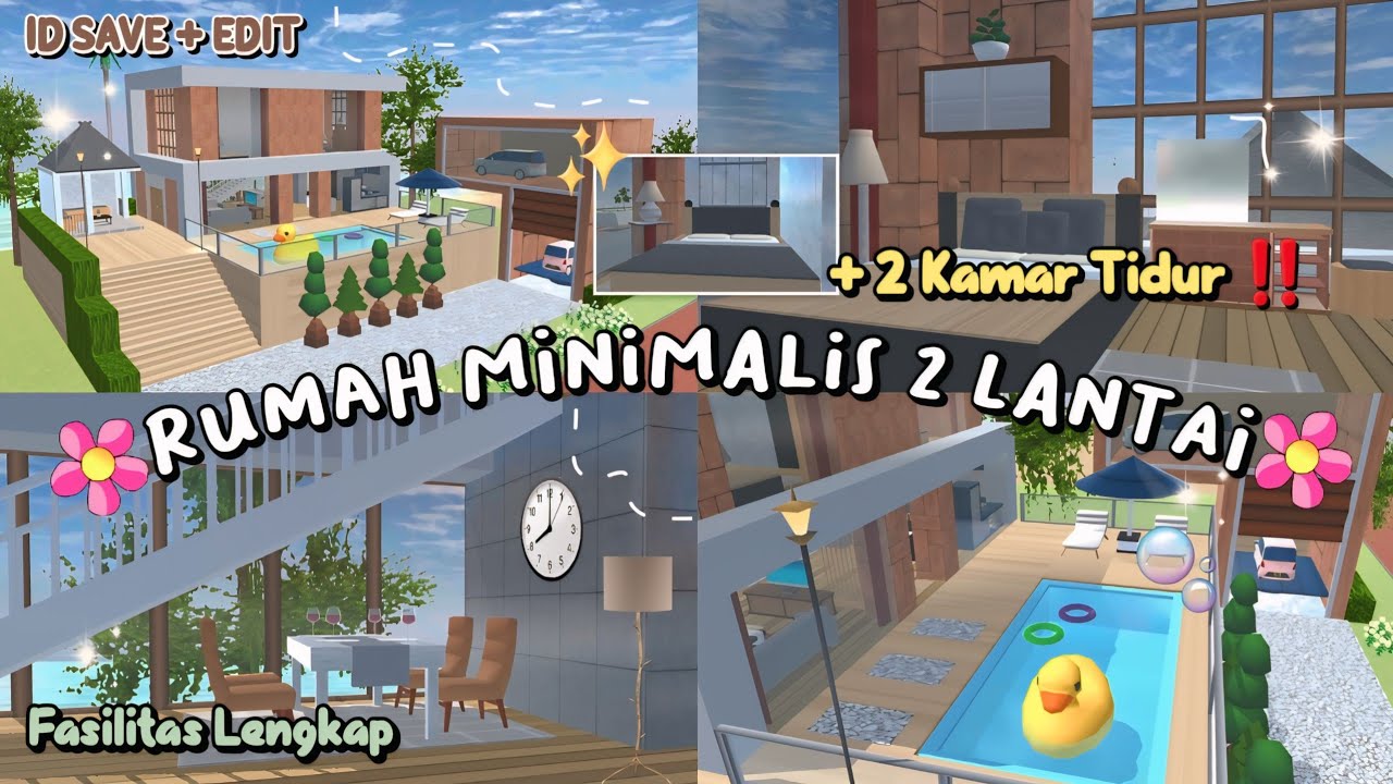 REVIEW RUMAH MINIMALIS 2 LANTAI FASILITAS LENGKAP - ID PROPS SAVE + EDIT! || SAKURA SCHOOL ...