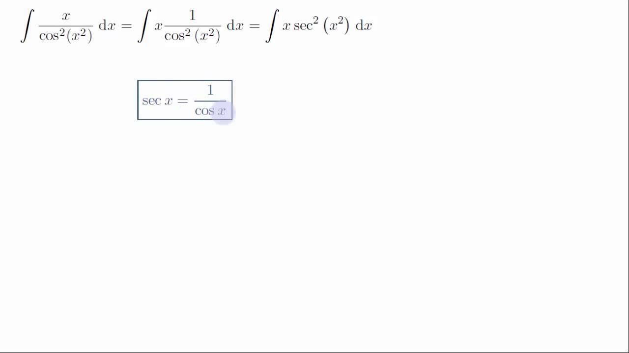 Primitiva imediata de xdiv(cos^2(x^2)) - YouTube