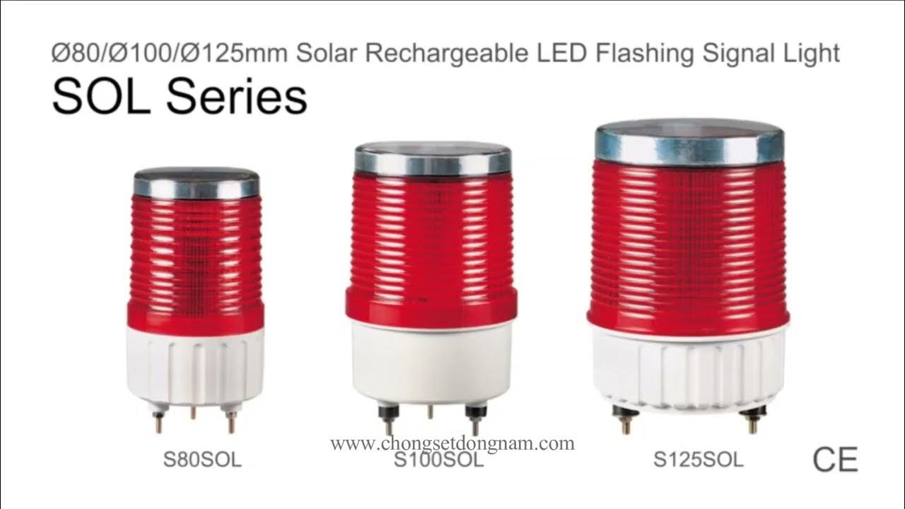 Đèn tín hiệu chớp nháy - Đèn báo không năng lượng mặt trời Qlight S125SOL, S100SOL, S80SOL - YouTube