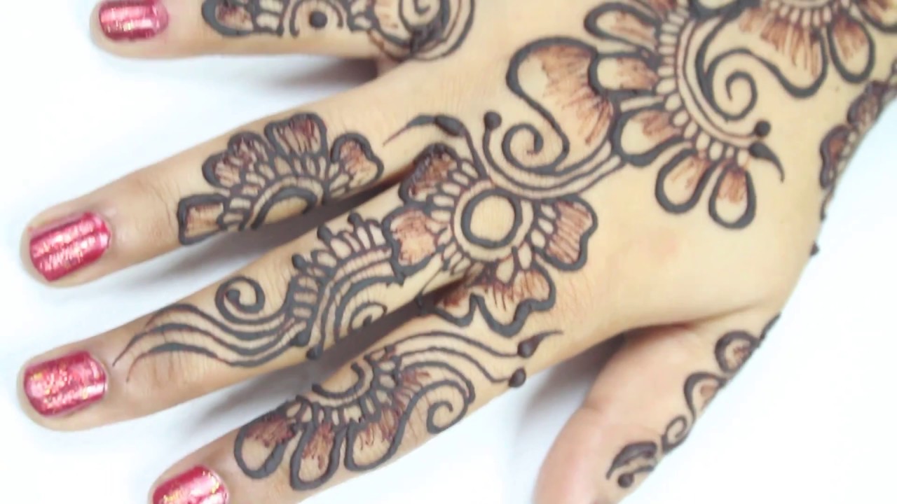 How To Draw Arabic Henna Mehndi Design / Diy Arabic Flower Henna Design ...