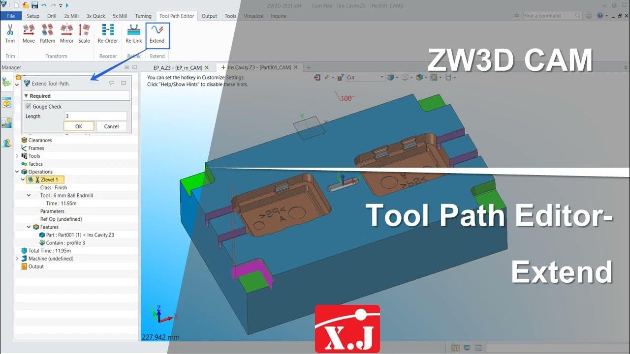 ZW3D คู่มือ สอนการใช้งาน CAM Tool Path Editor Extend - YouTube