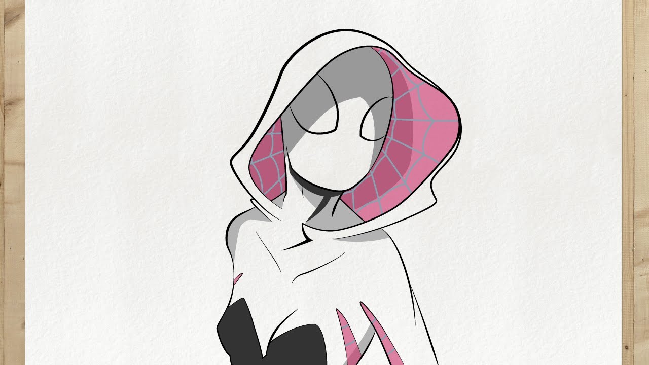 How to draw SPIDER GWEN (Marvel - Spider Verse) step by step, VERY EASY ...