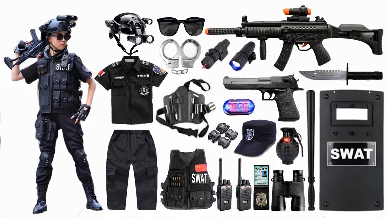 Special Police Weapons Toy set Unboxing-M416 guns, Gas mask, Glock ...