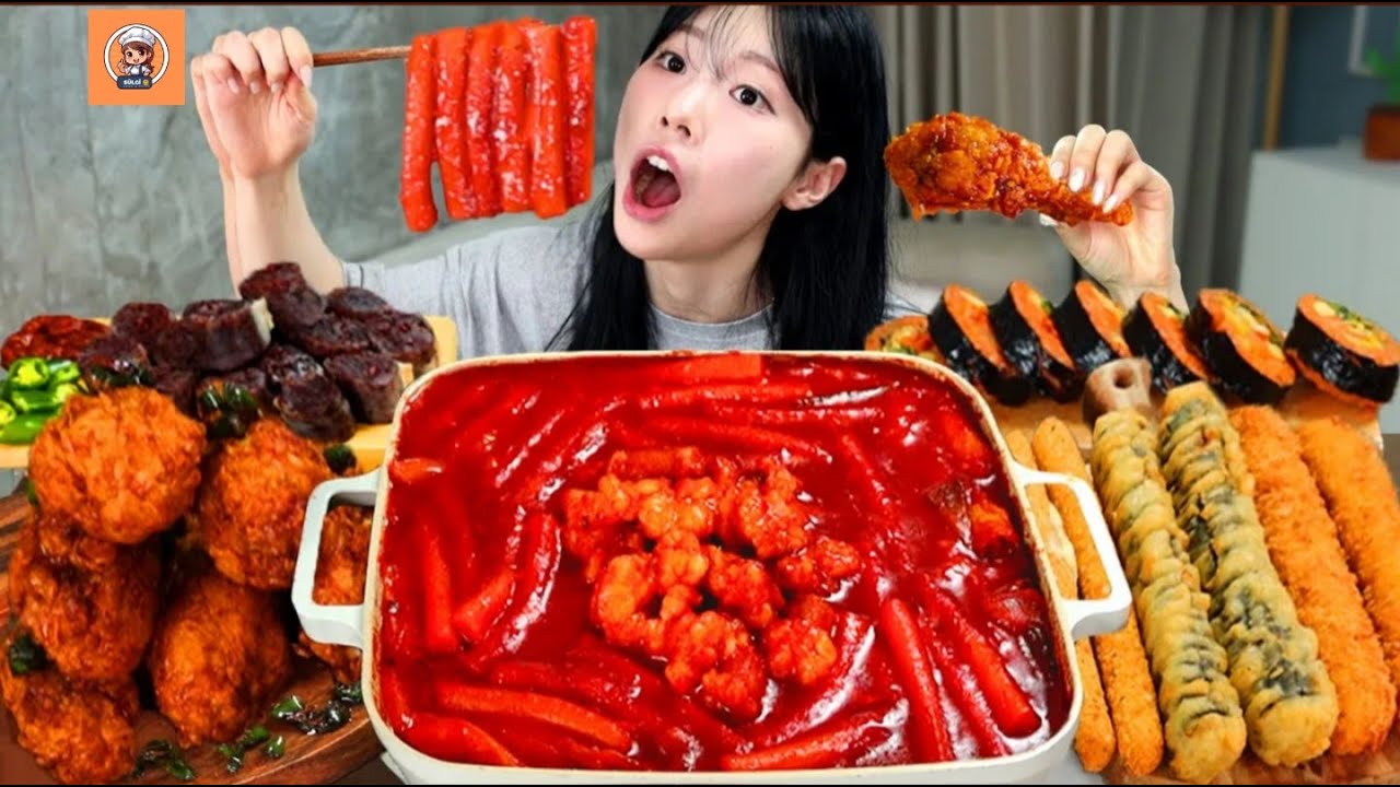 SULGI ASMR 2.0ASMR MUKBANG| Tteokbokki, Soy sauce Chicken, Cheese stick ...