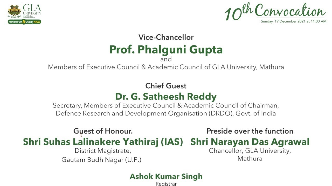 10th Convocation GLA University - 19th December 2021 - YouTube