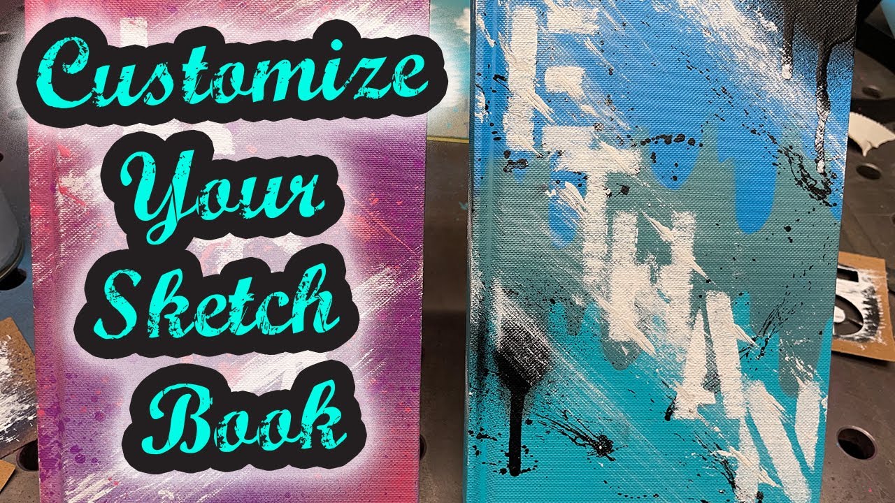 We customize a sketch black book cover with spray paint, drips ...