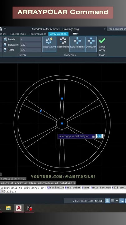 ARRAYPOLAR- AutoCAD Tips & Tricks #shorts #autocad #tutorial #design #architecture # ...