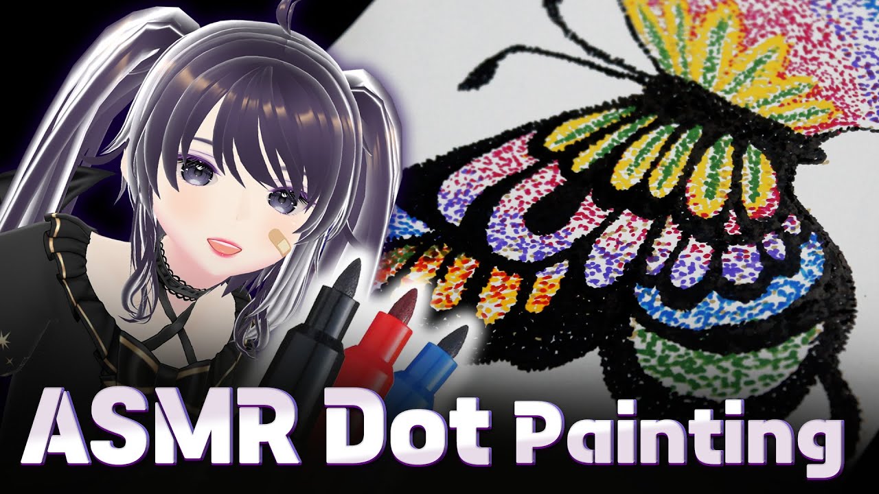 ASMR Butterfly Painting with Dots (Pointillism) + marker Tingle Trigger ...