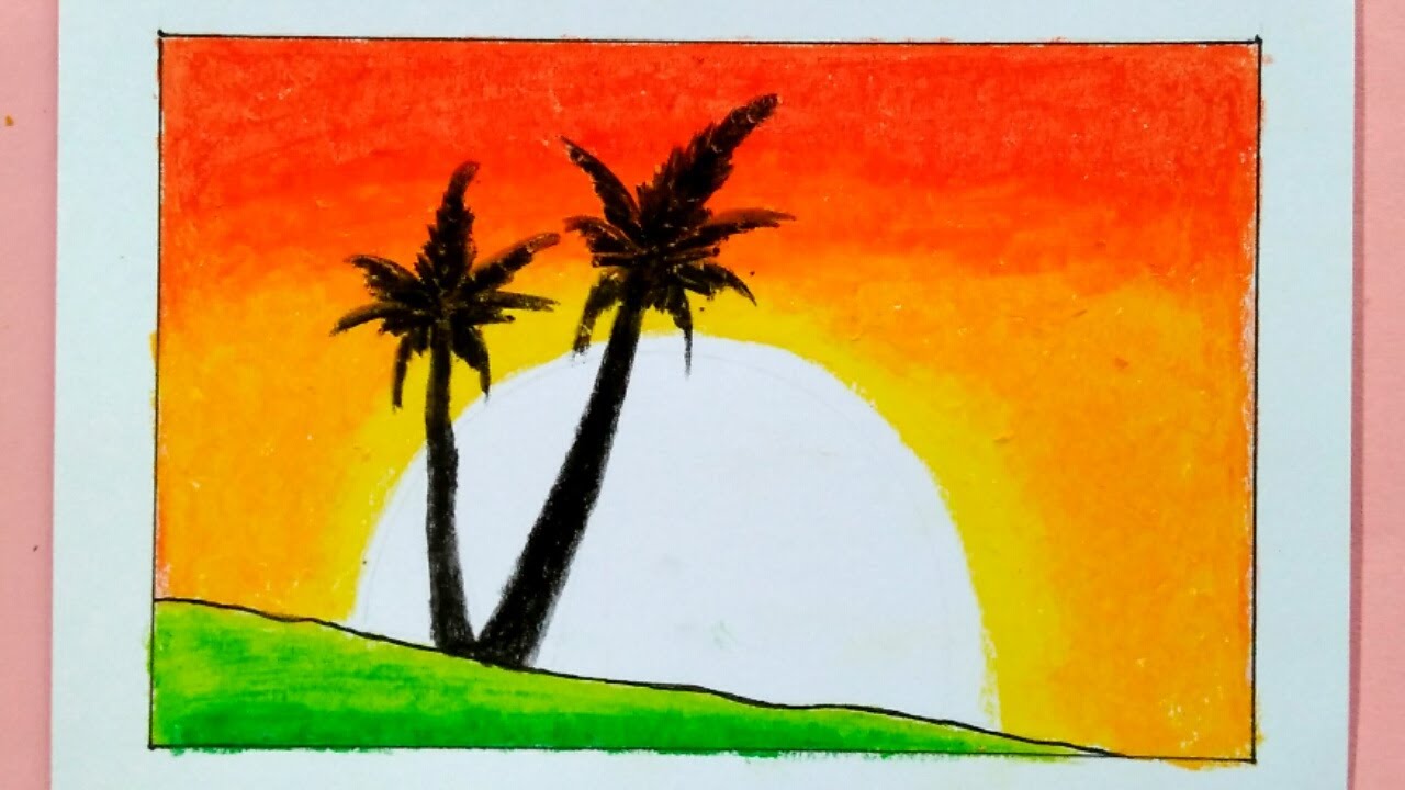 Cara Menggambar Sunset - Sunset Drawings - YouTube