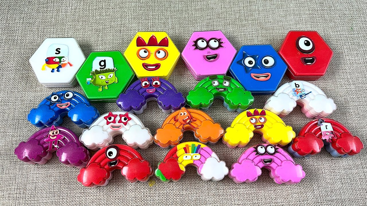 Colorful Rainbow Dinosaur Eggs 🌈 Numberblocks with Clouds SLIME – ASMR ...