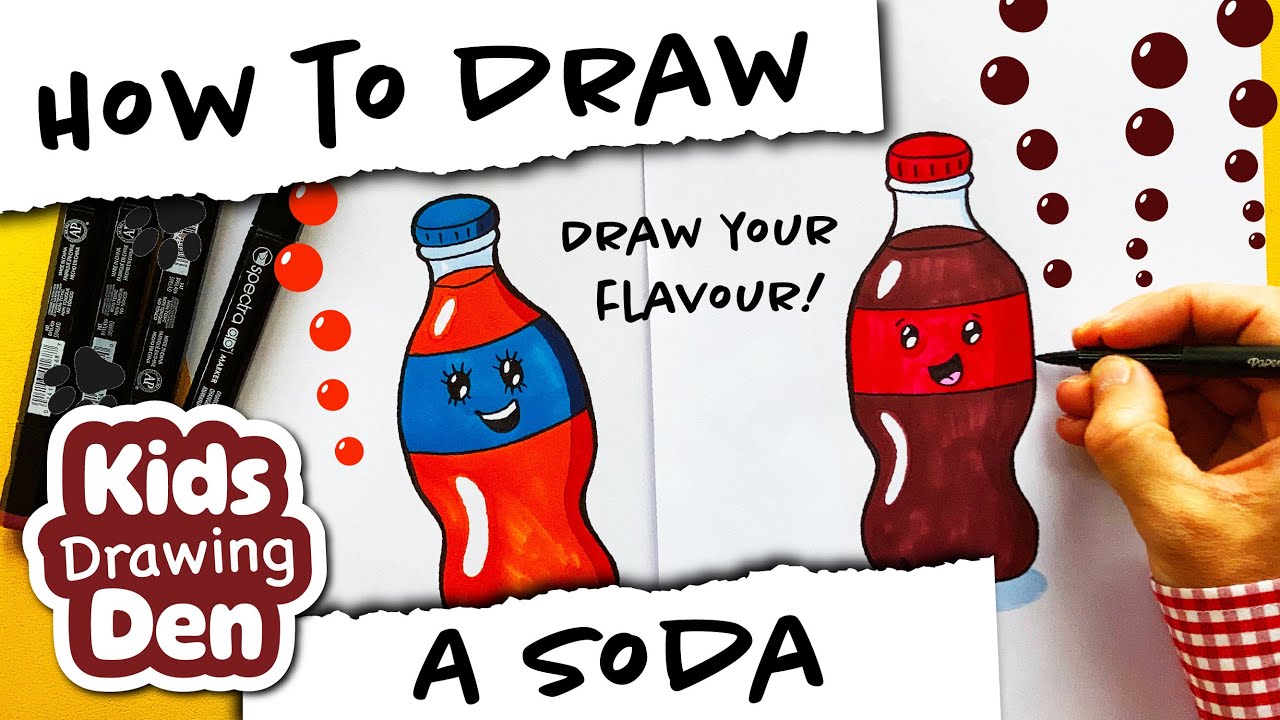 How to Draw a Soda Bottle – Easy Draw Along Video - YouTube