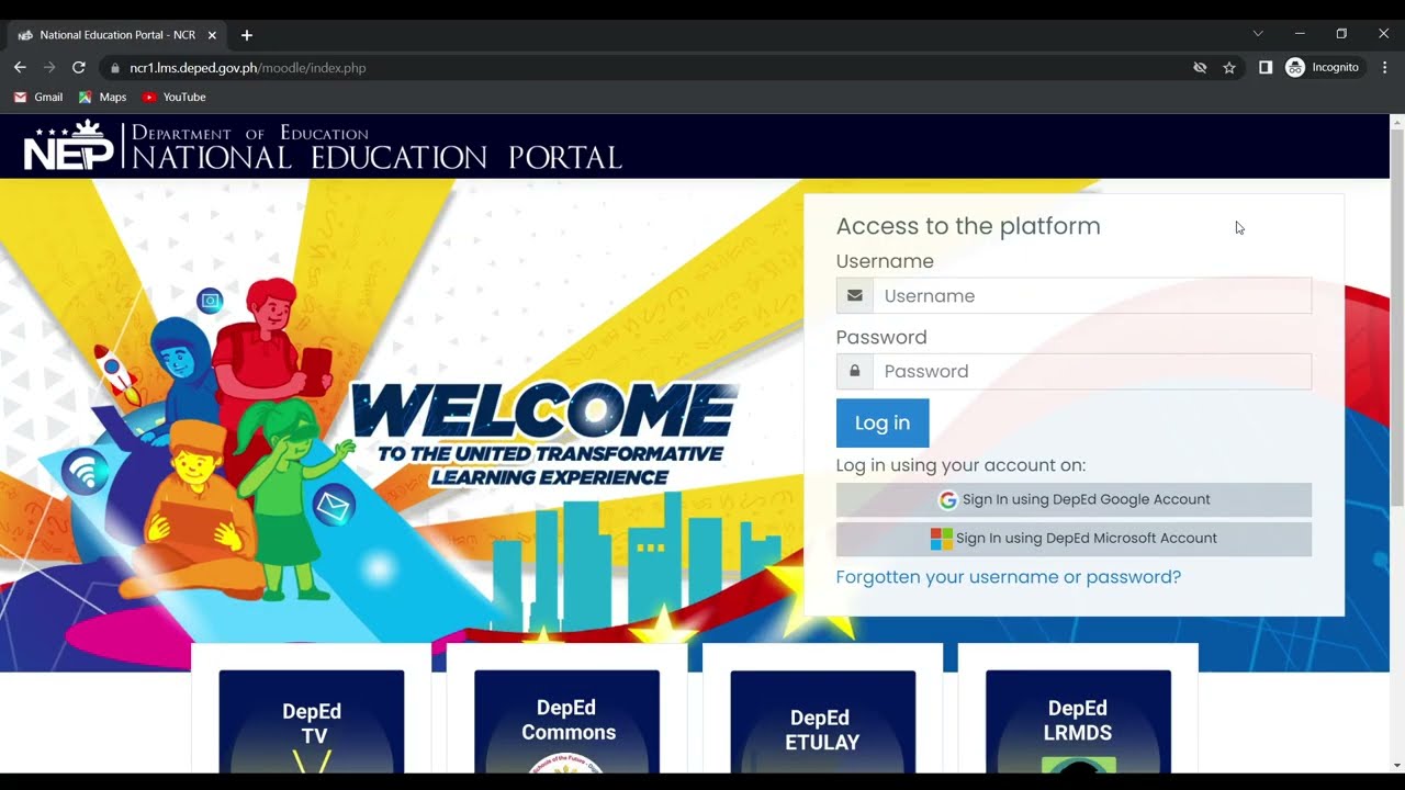 LMS AMPLIFIED NUMERACY ASSESSMENT (How to Log-in Using Microsoft Deped ...