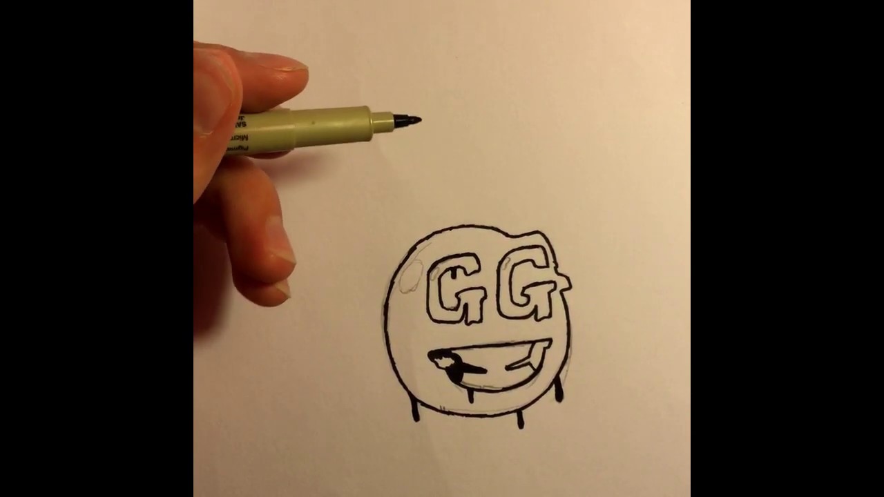 How to Draw the GG smiley spray from Fortnite - YouTube