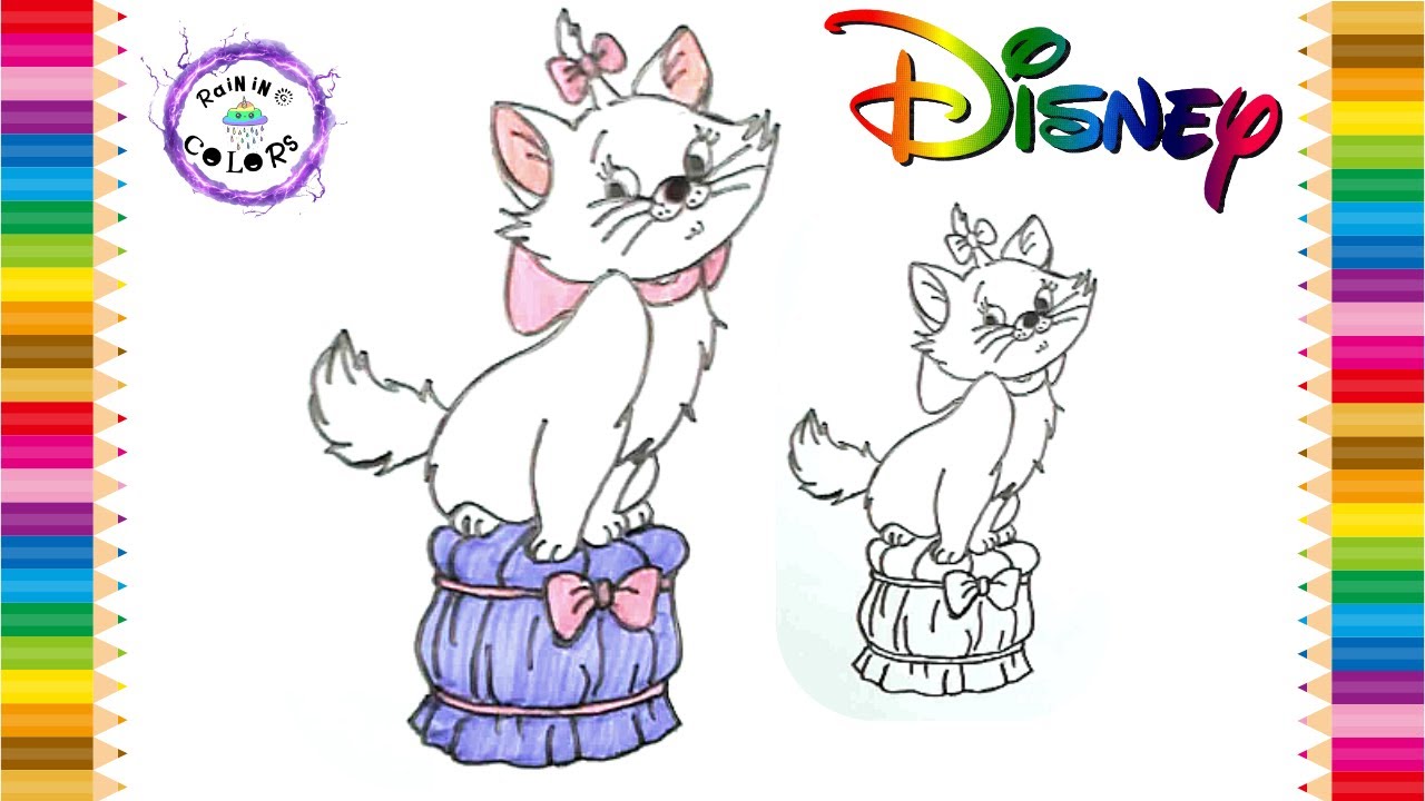 How To Draw Marie The Cat From Aristocats Drawing And Coloring Cute ...