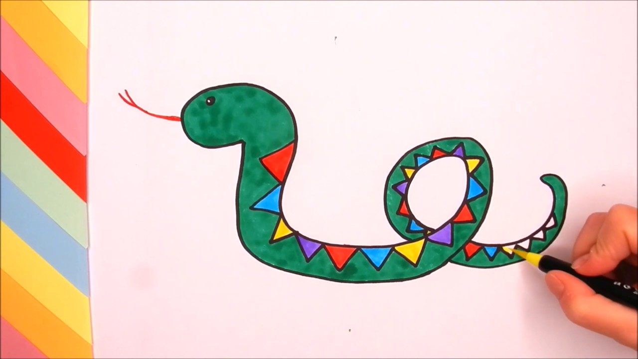How to draw a snake, serpiente, serpente, serpent - YouTube