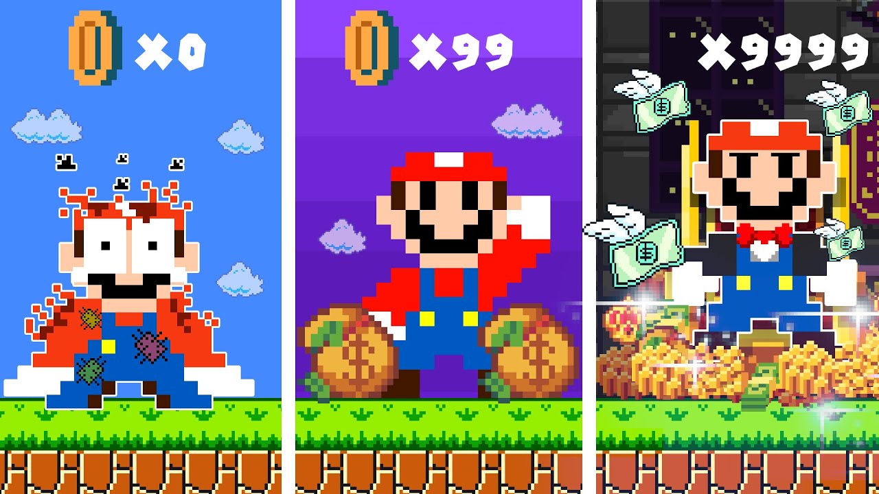 Super Mario Bros. but Every Coin make Mario MILLIONAIRE | Game ...