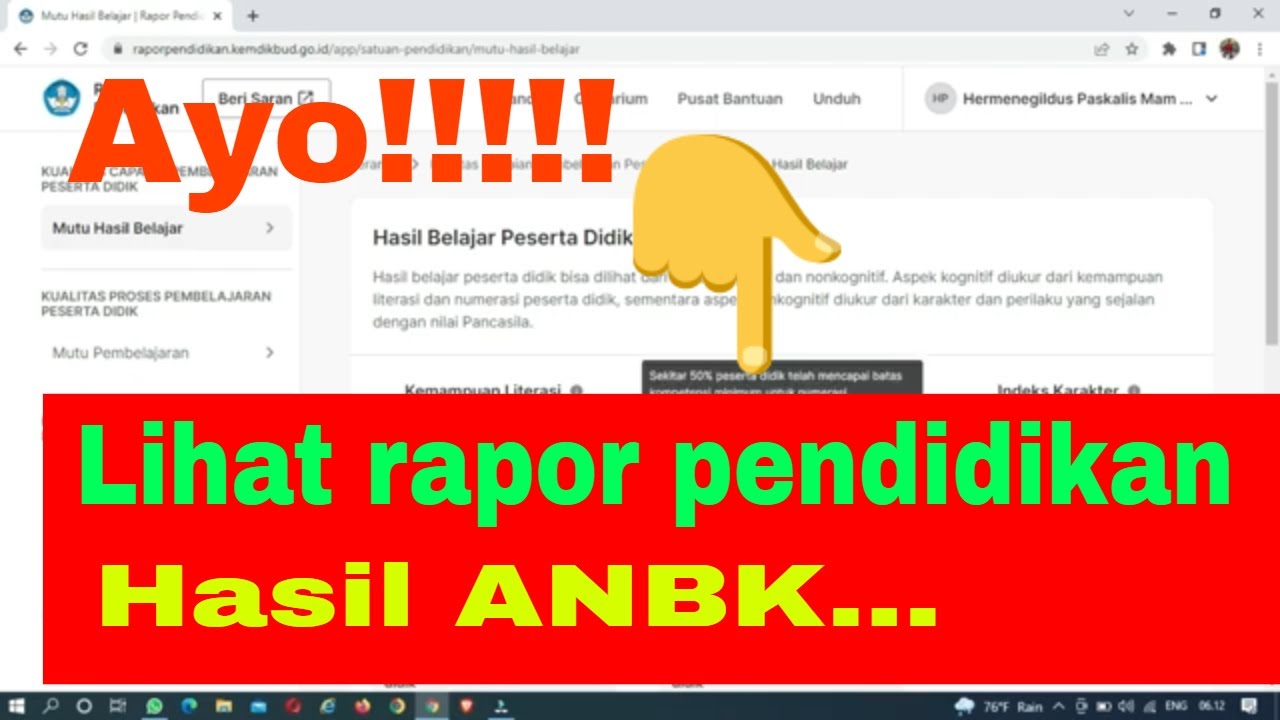 Cara melihat hasil ANBK = (raport pendidikan hasil ANBK) - YouTube