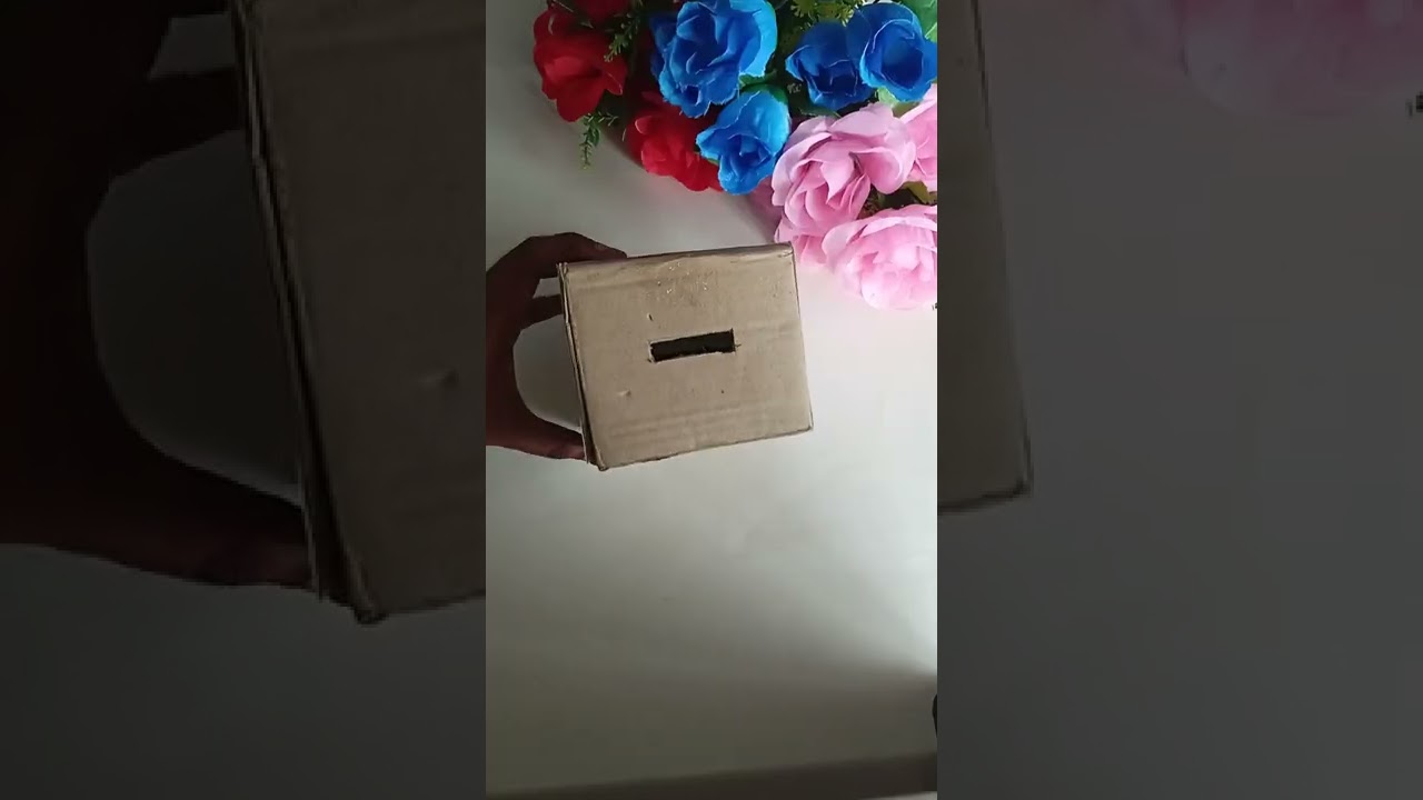 how to make money bank with cardboard box - YouTube
