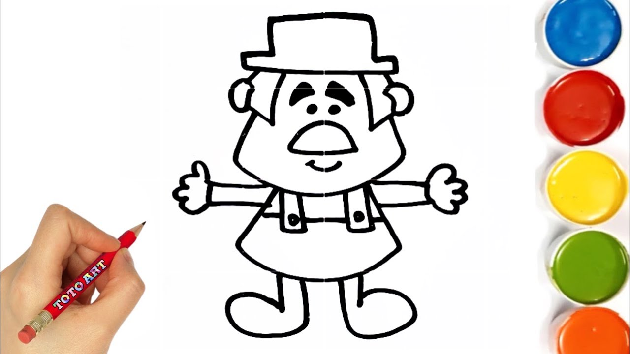How to draw Short Man -Colouring for Kids & Toddlers |Draw, Paint and ...