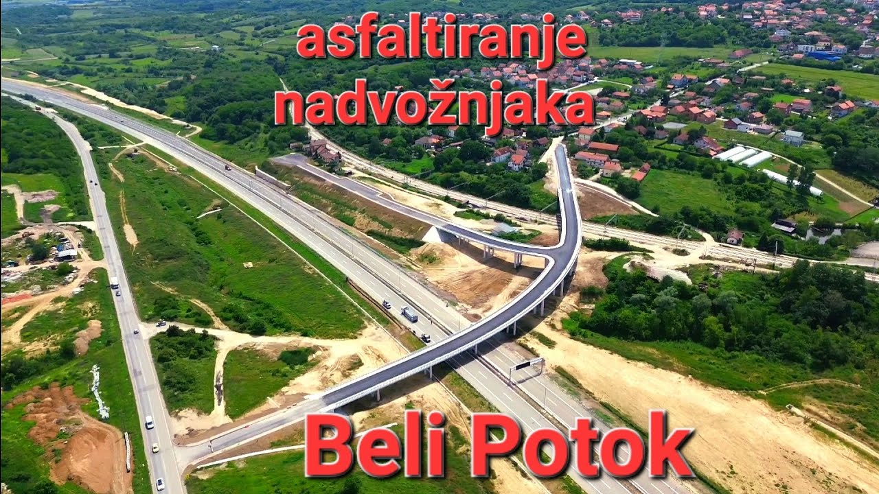 Obilaznica oko Beograda asfaltiranje nadvožnjaka Beli Potok - YouTube
