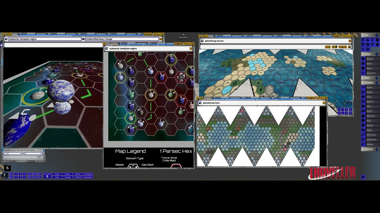 Regina Subsector in Fantasy Grounds Traveller. MGT2. - YouTube