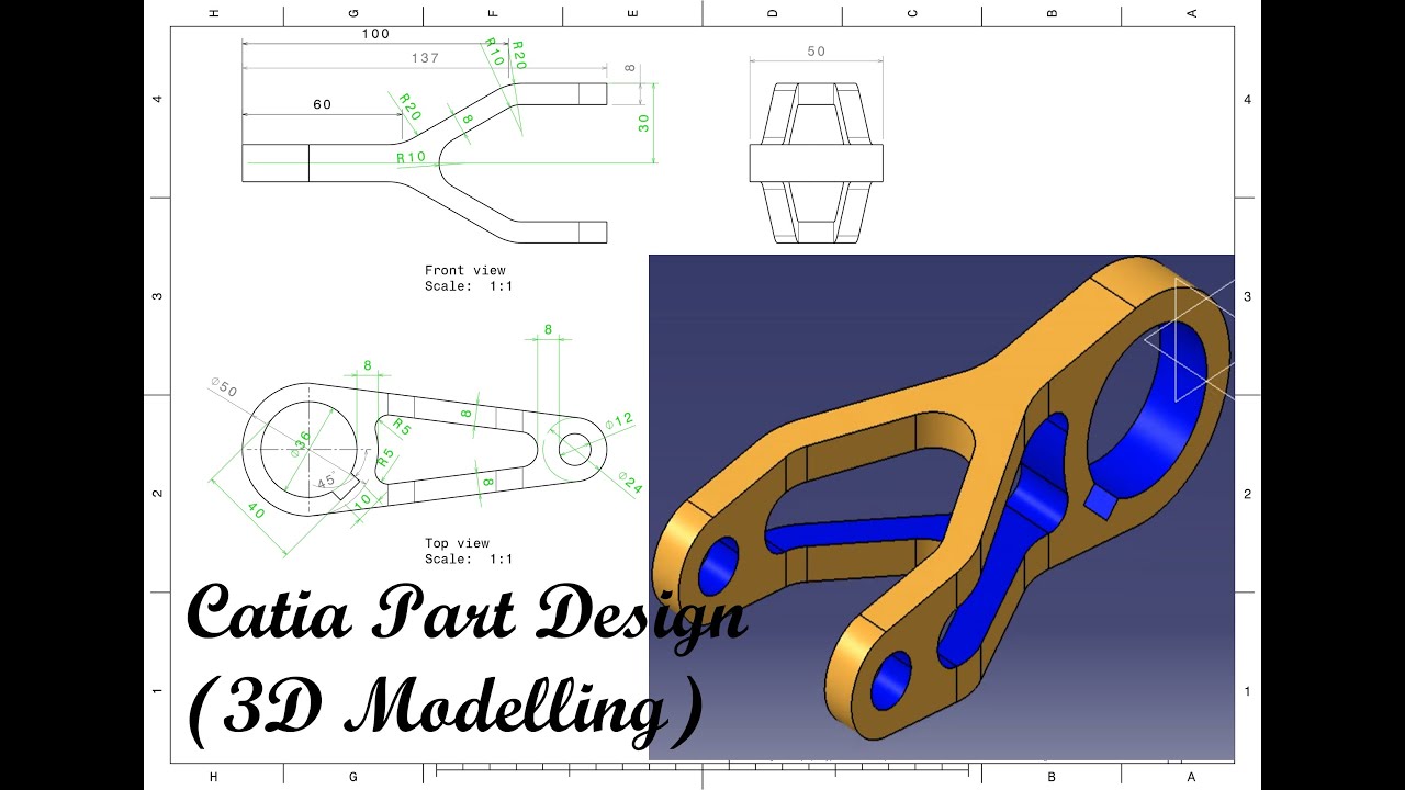 Catia 3D modelling/ Part design of Catia V5R20/ Catia Design Ex-ds1 ...