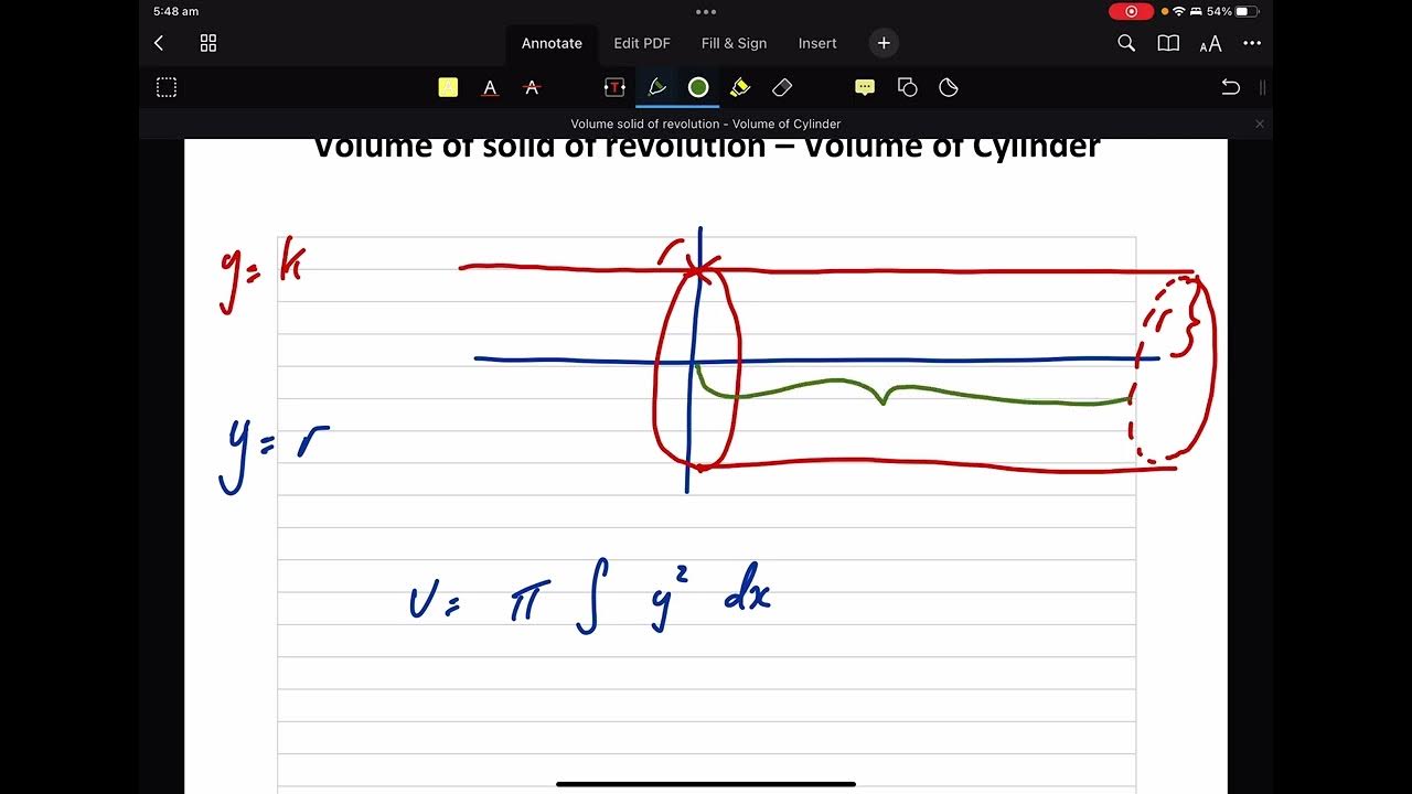 Volume Solid of revolution - Volume of a Cylinder - YouTube