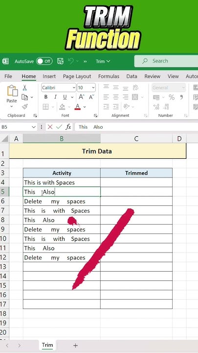 Trim Function In Excel Excelshorts Excel Exceltips Spreadsheet Foryou Exceltutorial Fyp