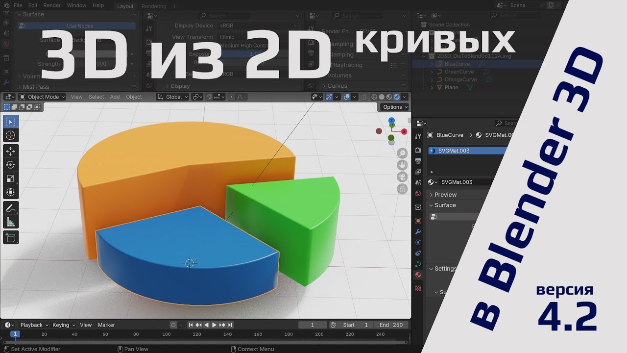 Создание 3D из 2D кривых в Blender 4.2 LTS - YouTube