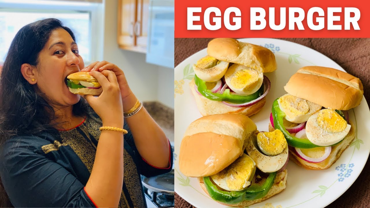Easy egg burger | egg burger recipe | easy burger | Veg-egg burger ...