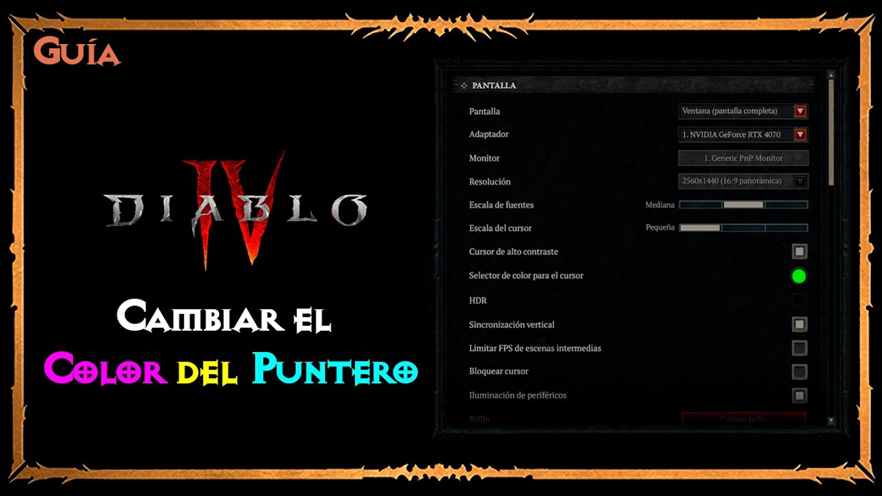 Diablo IV - Cómo cambiar el color del puntero - YouTube
