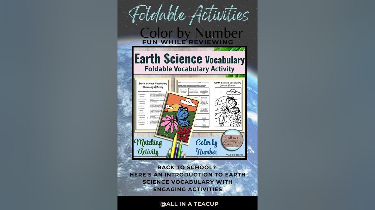 Earth Science Intro Vocabulary Foldable Match and Color by Number ...