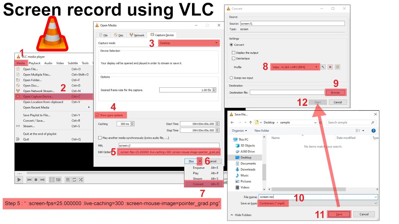 How To Record Desktop Screen Using VLC Media Player With Mouse Pointer How To Record Desktop Screen Using VLC Media Player With Mouse Pointer